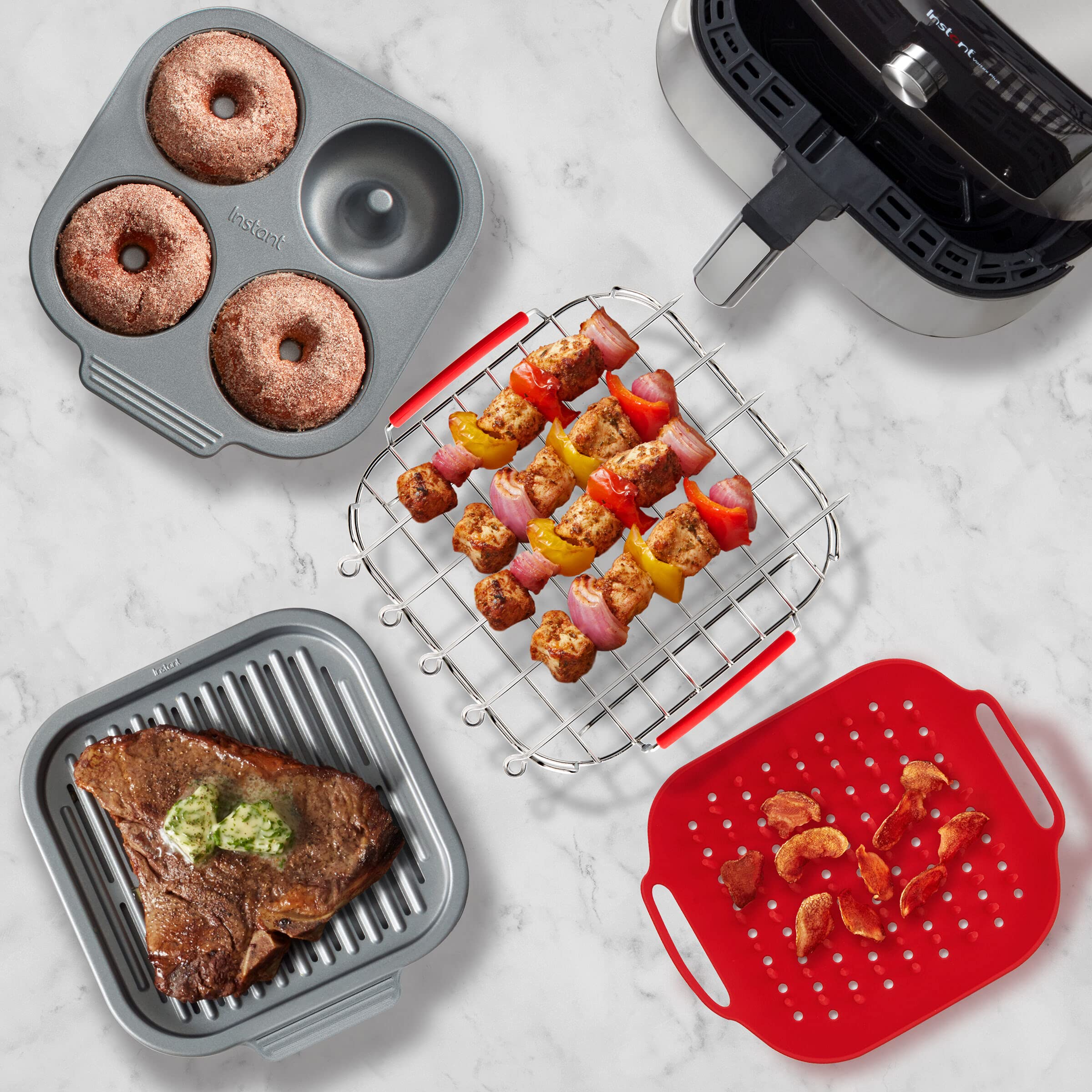 Instant Pot Official Cooking and Baking Set, Fits 6qt/10qt Vortex Air Fryer, 10-Piece, Multicolored
