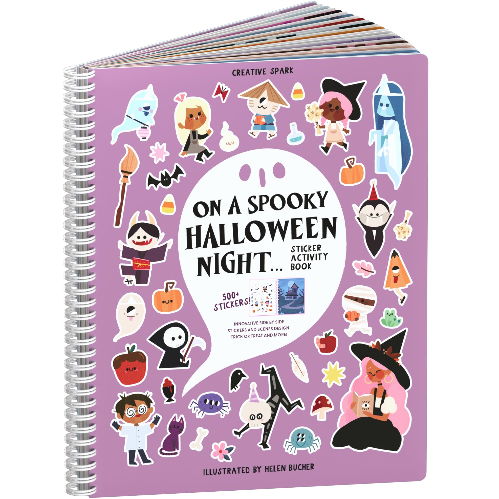 Halloween Sticker + Coloring Book for Kids 3-5 Spooky Halloween Crafts for Kids (500+ Cute Halloween Stickers for Kids & 12 Scenes) Halloween Activity Books Halloween Coloring Book for Kids Ages 4-8