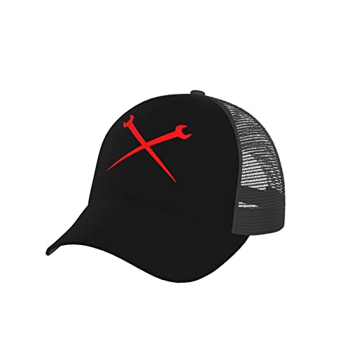 Ironworker Crossed Tools Mesh Cap Unisex Adjustable Curved Brim Baseball Cap Black