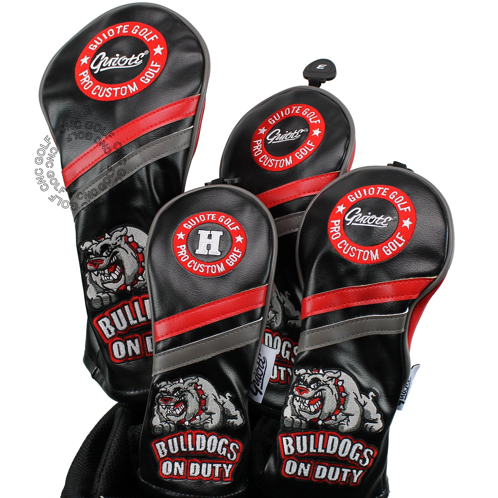 Guiote Bulldog 1 3 5 H Golf Headcover Black Vintage Retro Driver Fairway Wood Hybrid Cover