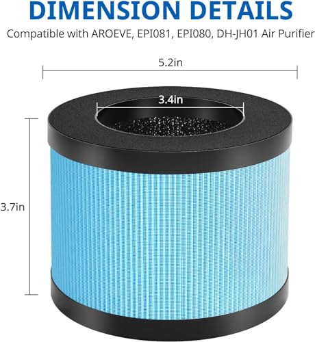 HEPA Replacement Filter Compatible with DH-JH01 Air Puri-fier, 2 Pack