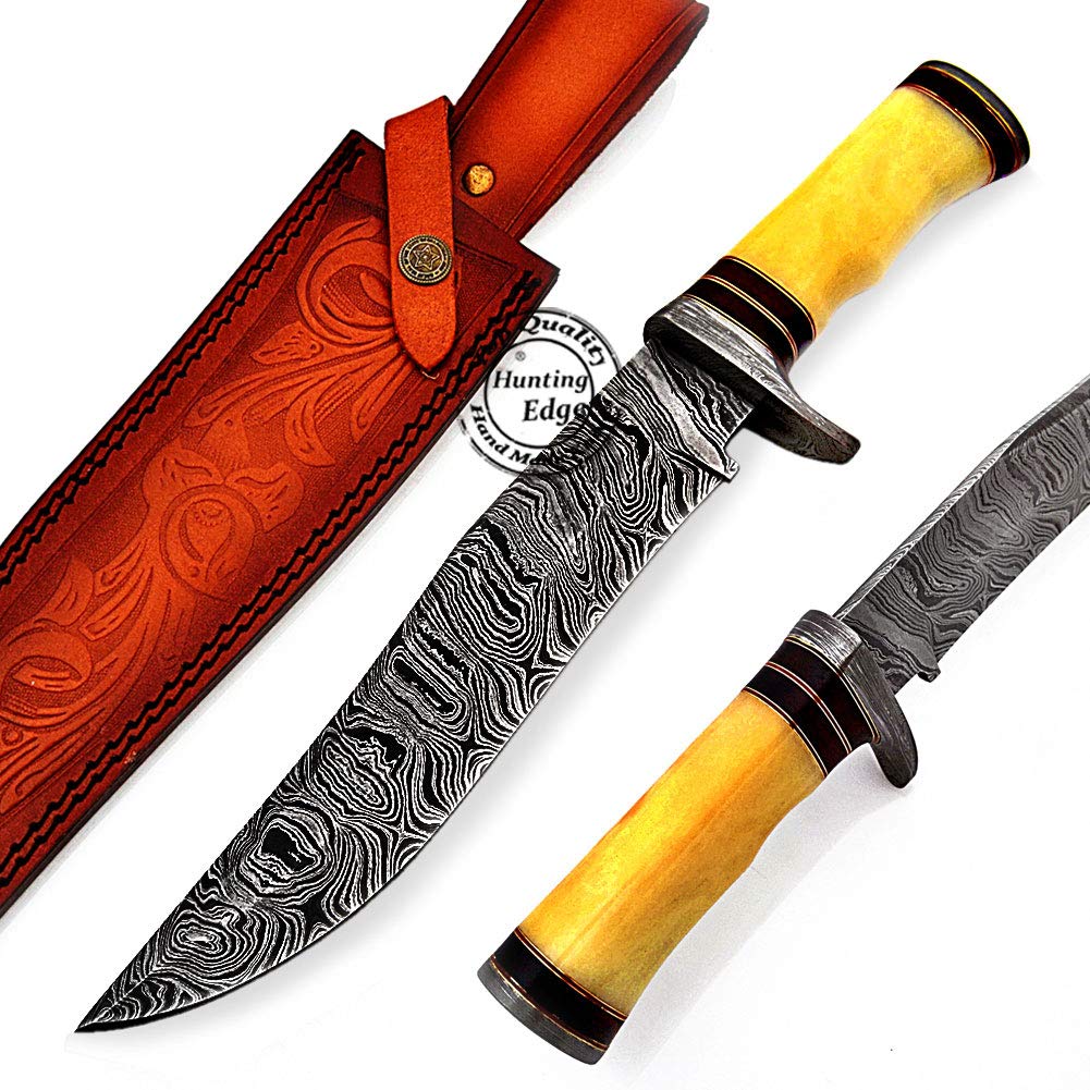 HE-801 Custom Handmade 14" Damascus Steel Hunting Knife, Perfect Grip, 100% Prime Quality