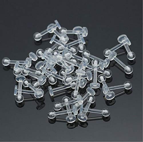 Happyupcity Cartilage Earring 30Pcs Clear Silica Gel and Acrylic Retainer Lip Rings Nose Studs Ear Helix Earring Clear Flat Top Retainer
