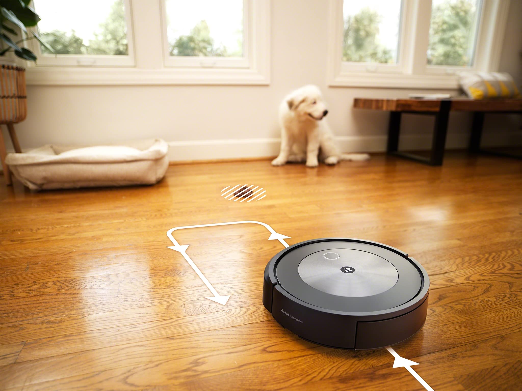 iRobot j7+ (j7 Plus) 7550 Self-Emptying Robot Vacuum Cleaner Bundle - Identifies and Avoids Obstacles Like Pet Waste & Cords, Smart Mapping (+2 AllergenLock Dirt Disposal Bags)