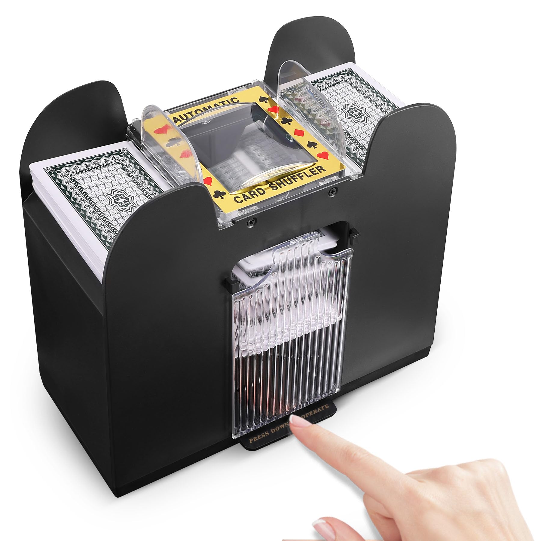 Lineba 2 Deck Automatic Card Shuffler, USB-C/Battery-Powered Electric Casion Shuffler for Poker, UNO, Phase 10, Skip-Bo, Texas Hold'em, Blackjack and Home Card Games