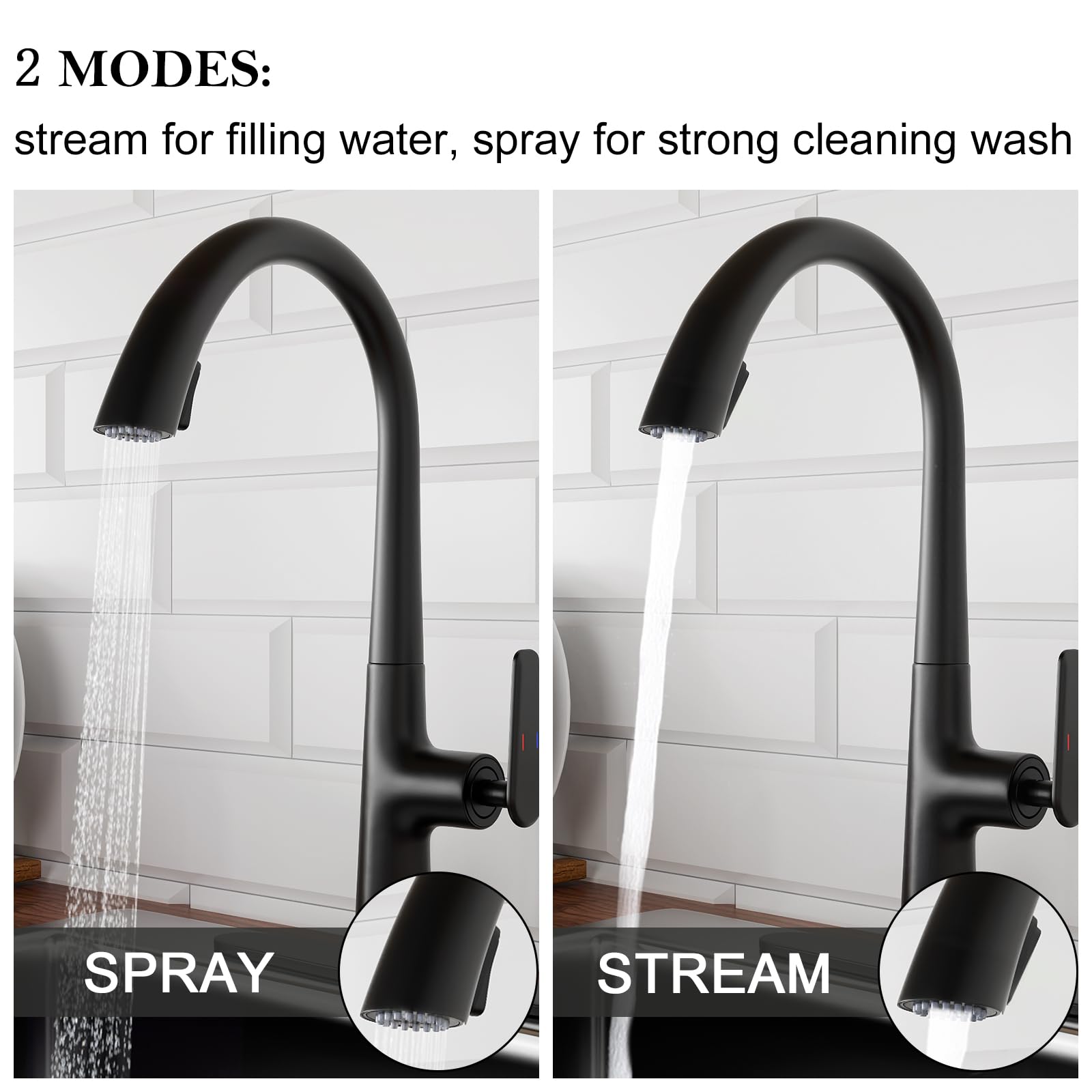GIVINGTREE Dual Sensors Touchless Kitchen Faucet,One-Handle Pull Down Kitchen Faucet, 2 Mode Sprayer,Fingerprint Resistant, Dual Temp, American Standard braided hoses,Handle with 1/3 Hole Deck Plate