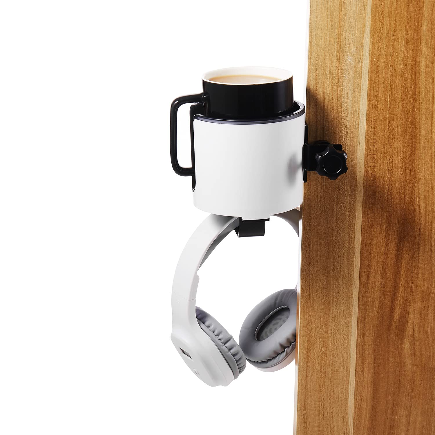 Luxury 2-in-1 Clamp-On Cup Holder/Bottle Holder for Microphone Stand Tube (WHITE)