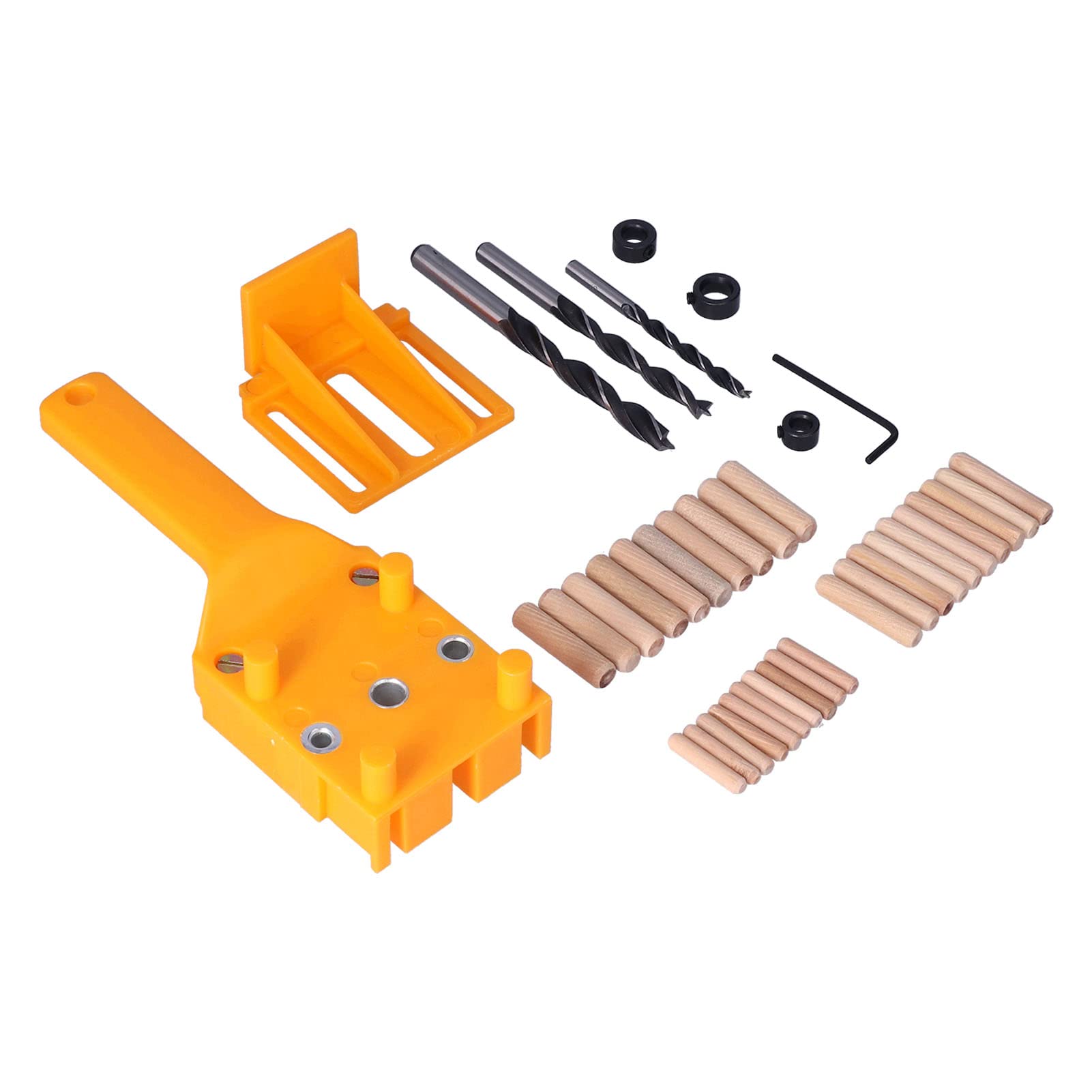 Handheld Dowel Jig Kit, 6 8 10mm Drill Wear Resistant Quick Doweling Jigs Orange ABS for Woodworking
