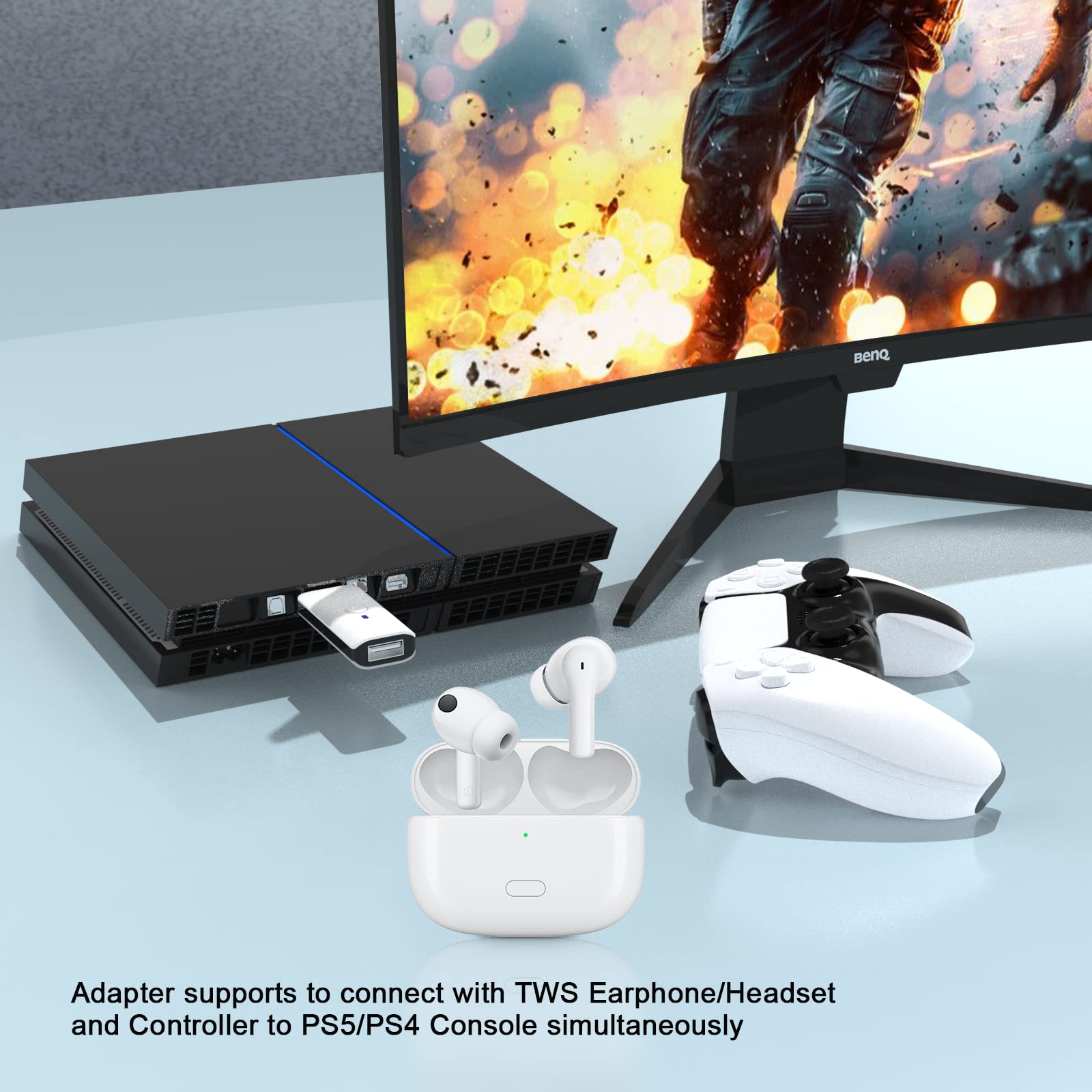 JOYTORN Wireless Controller Adapter, USB Coverter for PS5/PS4/Windows/Nintendo Switch/OLED, Comaptible with Xbox Series X/S Controller,PS5/PS4 Controller, Xbox One/S/X/Elite Controller, Switch/Wiiu Pro Controller