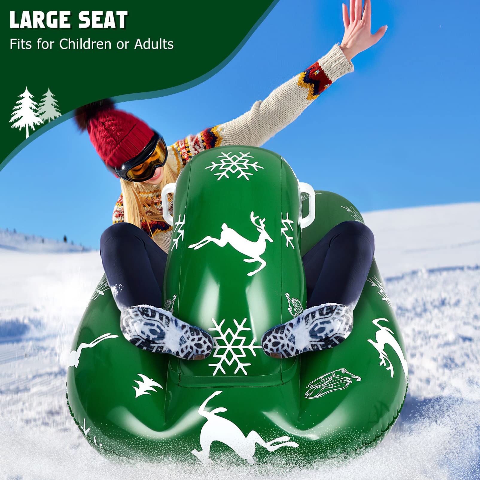 LIOOBO Inflatable Snow Sled Snowmobile Wearproof Snow Sled Snow Tube Winter Christamas Gift