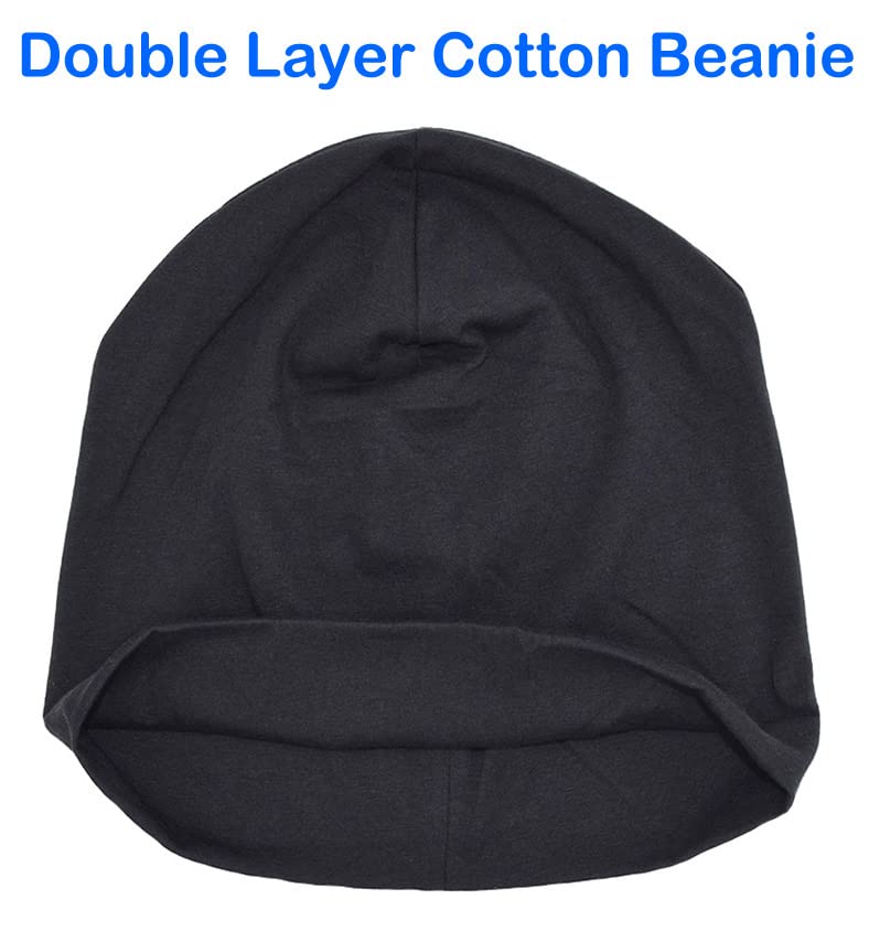 Kninmdor Cotton Beanie Hat Skull Caps Slouchy Hats Soft Chemo Cap Lightweight Jersey Running Beanies for Men and Women - Black, Dark Heather Grey,Tan, Dark Grey