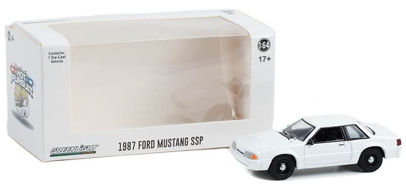 Greenlight 43008-N Hot Pursuit - 1987-93 Fox Body Mustang SSP Police - White (Hobby Exclusive) 1/64 Scale
