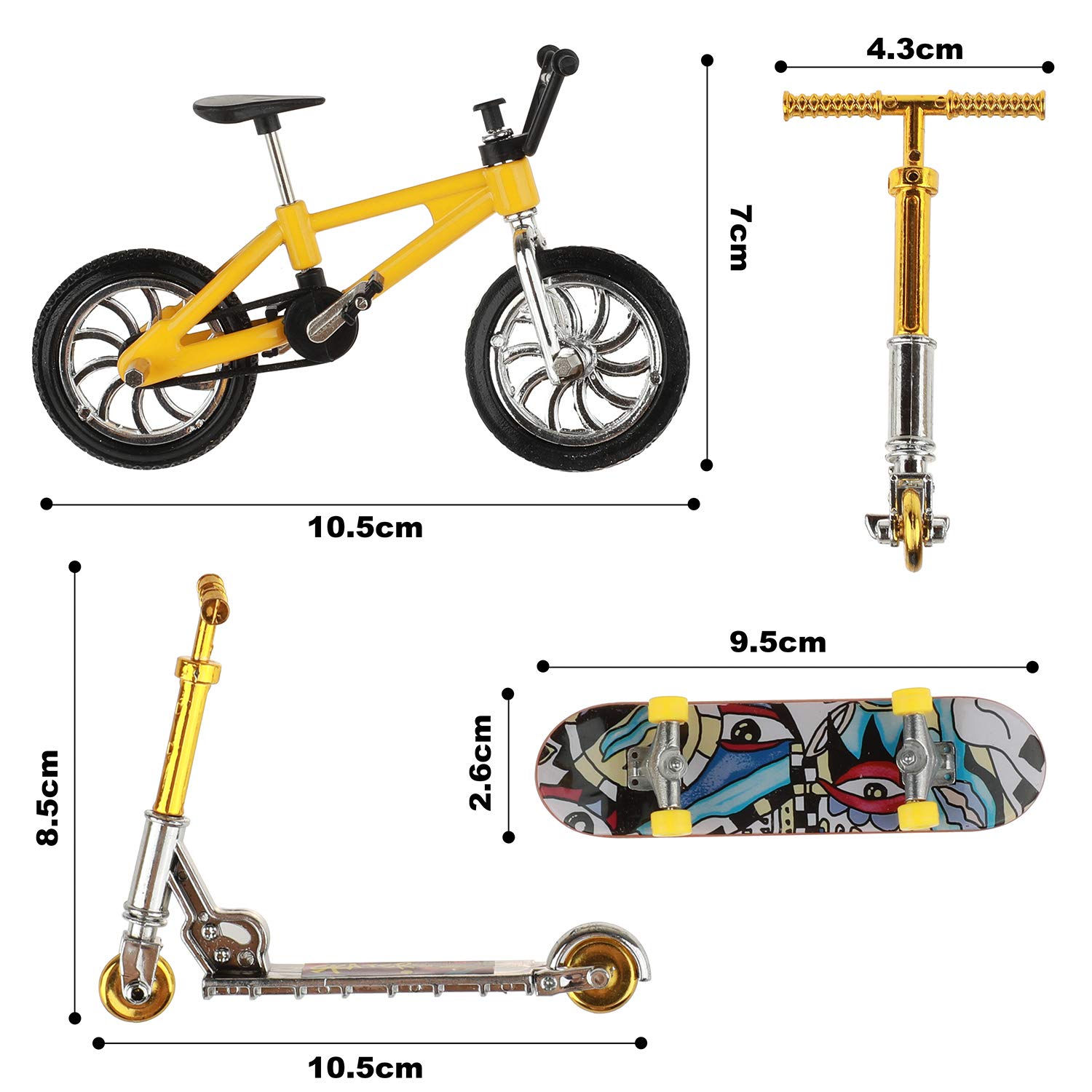 ideallife Skate Park Kit, Mini Finger Toys Set Finger Skateboards Finger Bikes Tiny Swing Board with Replacement Wheels and Tools (17 Pcs)