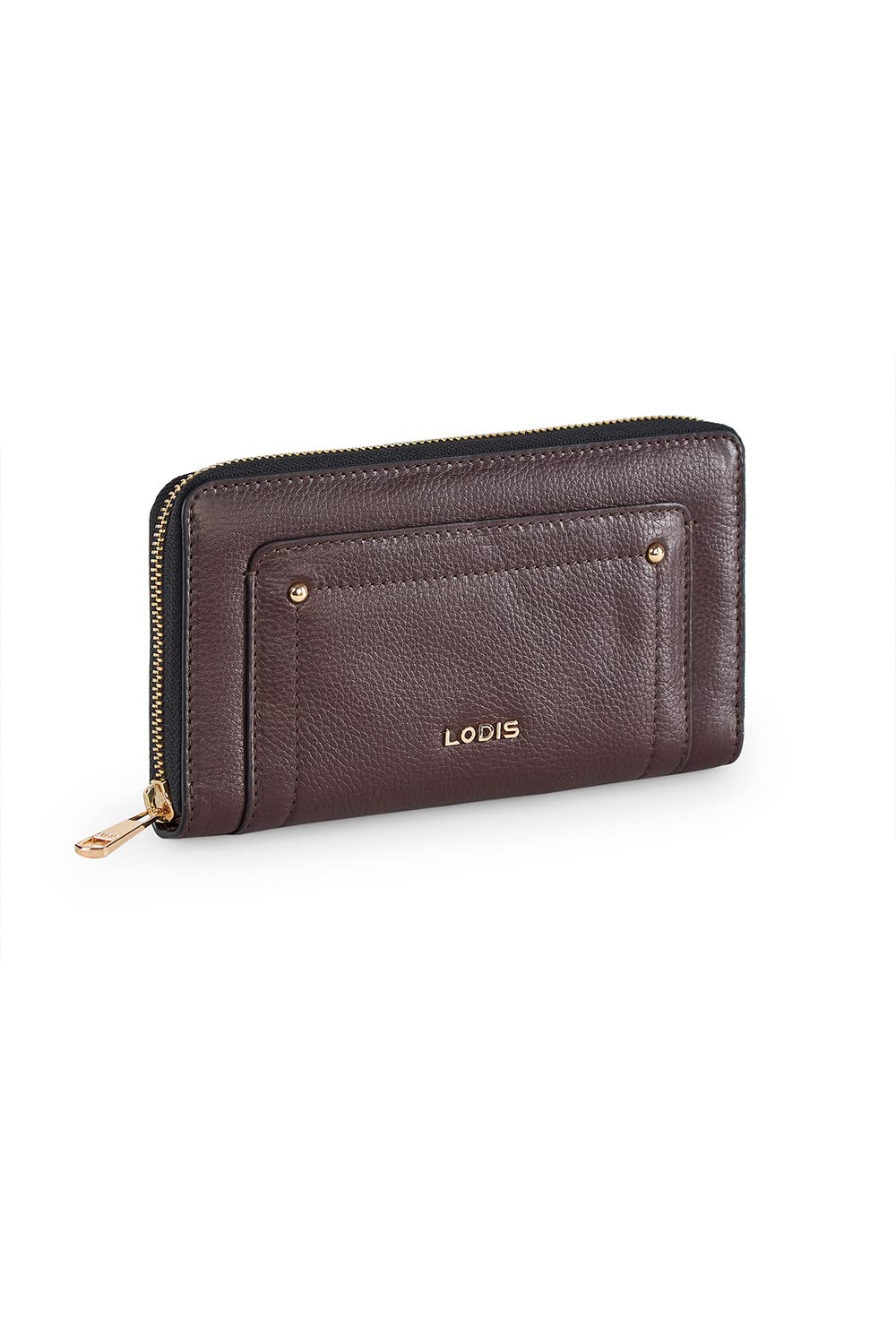 Lodis Women's Flynn Zip Around Continental Wallet, Smooth Slim Leather Wallet, Handbag, Trumble (Brick)