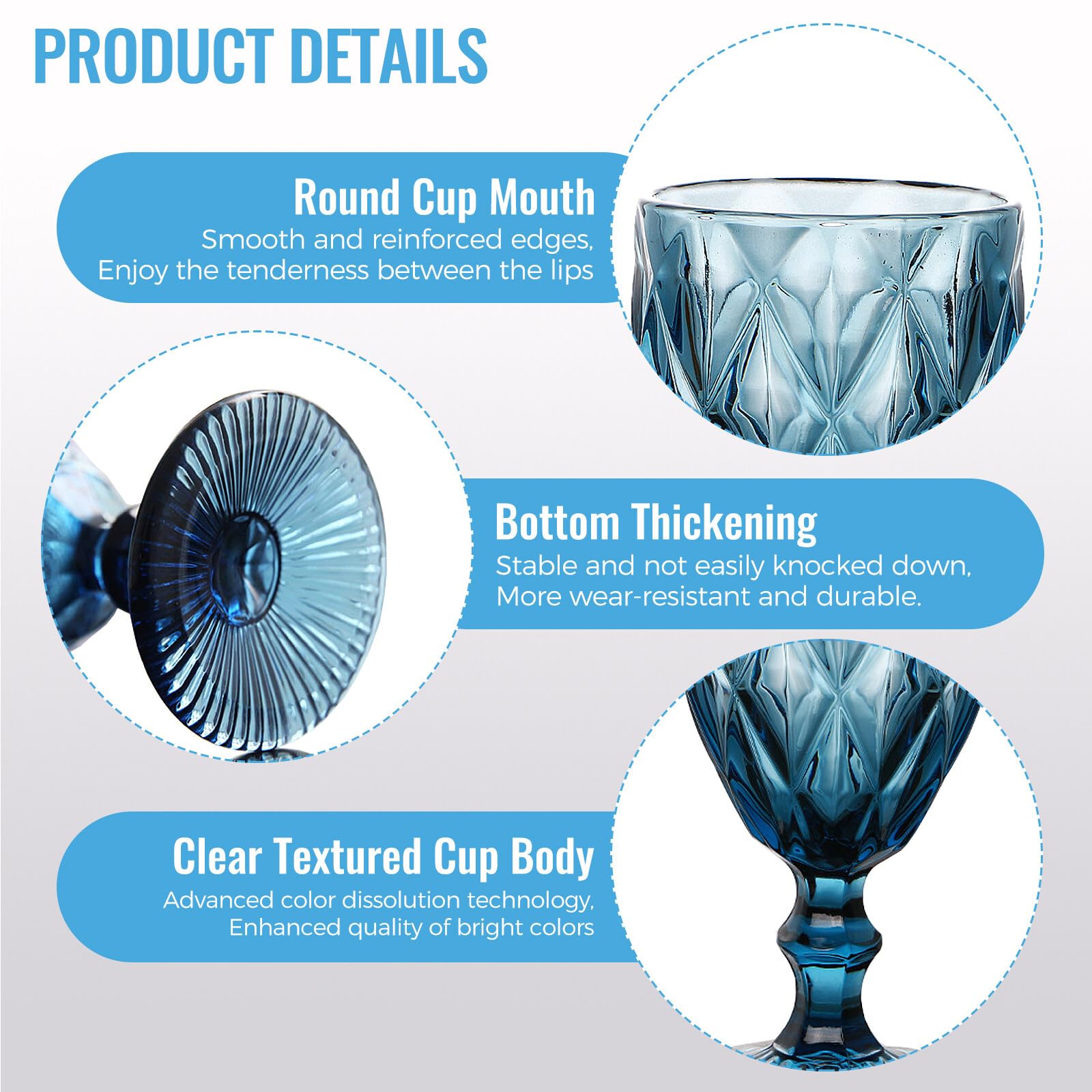 Kawlity 6pcs Glass Goblet Vintage Retro Glass Goblet Stemware Wine Goblet Wine Cup Glassware for Beverage Wine