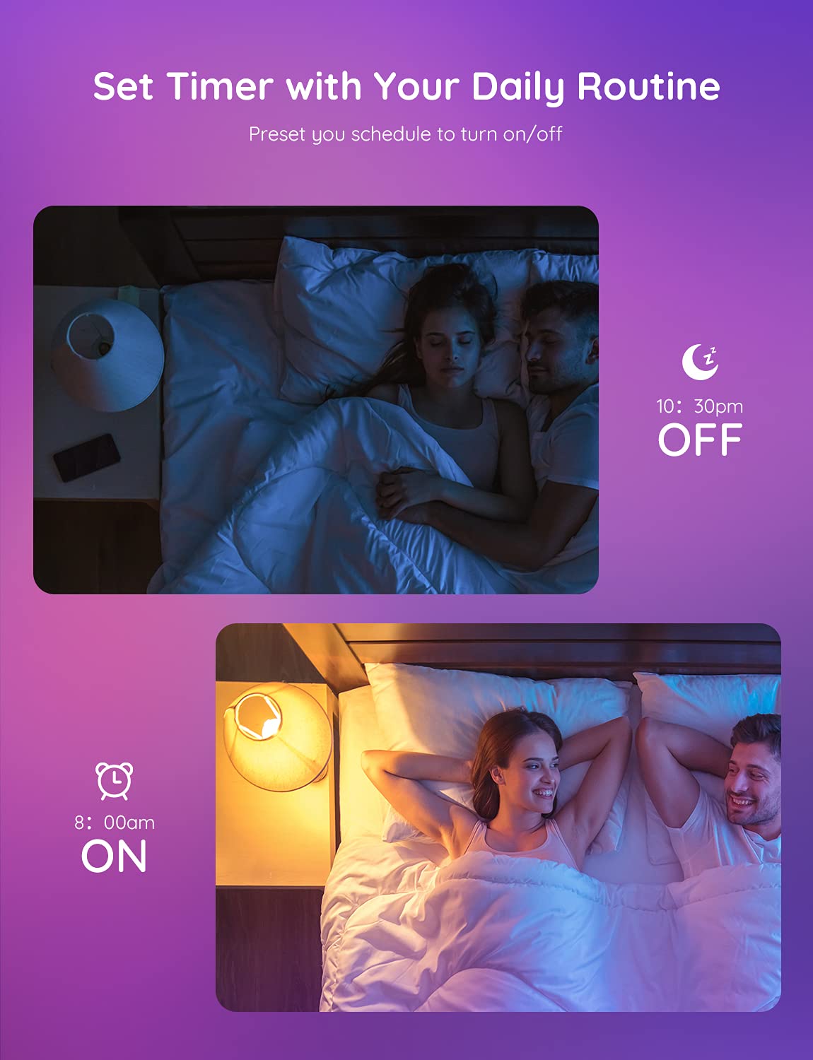 Govee Smart Light Bulbs, Dimmable RGBWW Color Changing Light Bulbs, Work with Alexa & Google Assistant, No Hub Required RGB Light Bulbs, 9W 60W Equivalent A19 LED Bulbs for Bedroom Living Room, 4 Pack