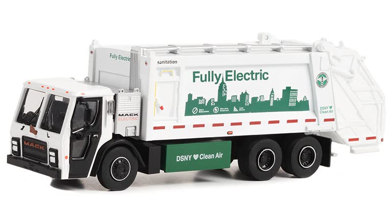 Greenlight 45170-C S.D. Trucks Series 17-2021 Mack LR Electric Rear Loader Refuse Truck - New York City Department of Sanitation DSNY “Fully Electric” 1/64 Scale