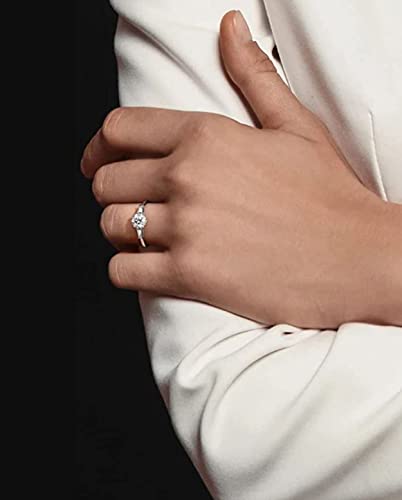 ISAAC WOLF 10k 2 Carat Round Tapered Baguette Genuine Moissanite Diamond Anniversary Ring in Solid White, Yellow OR Rose GOLD (White Gold, 7)
