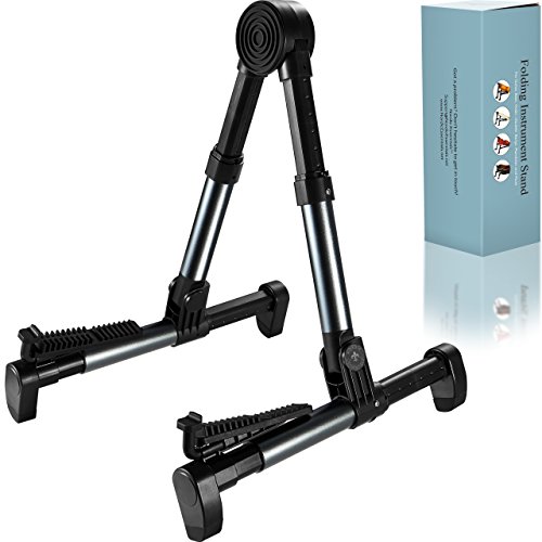 Guitar Stand for Acoustic/Electric/Classical Guitars and Violin, Ukulele, Bass, Banjo, Mandolin -Folding, Portable & Lightweight