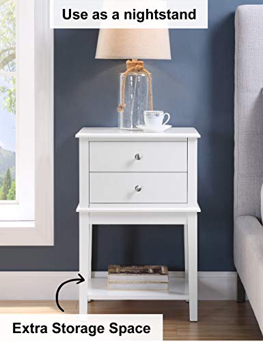 WOODEEM White Nightstand with Drawers Tall 28", Modern Large End Table Living Room, Wooden Bed Side Tables for Bedrooms