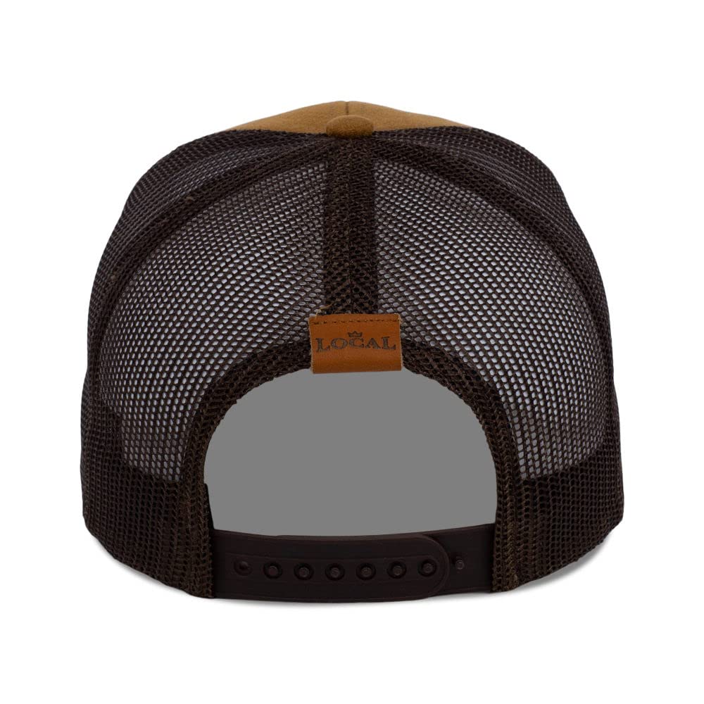 Local Crowns Colorado Faux Suede Retro Views Trucker Adjustable Snapback Hat tan