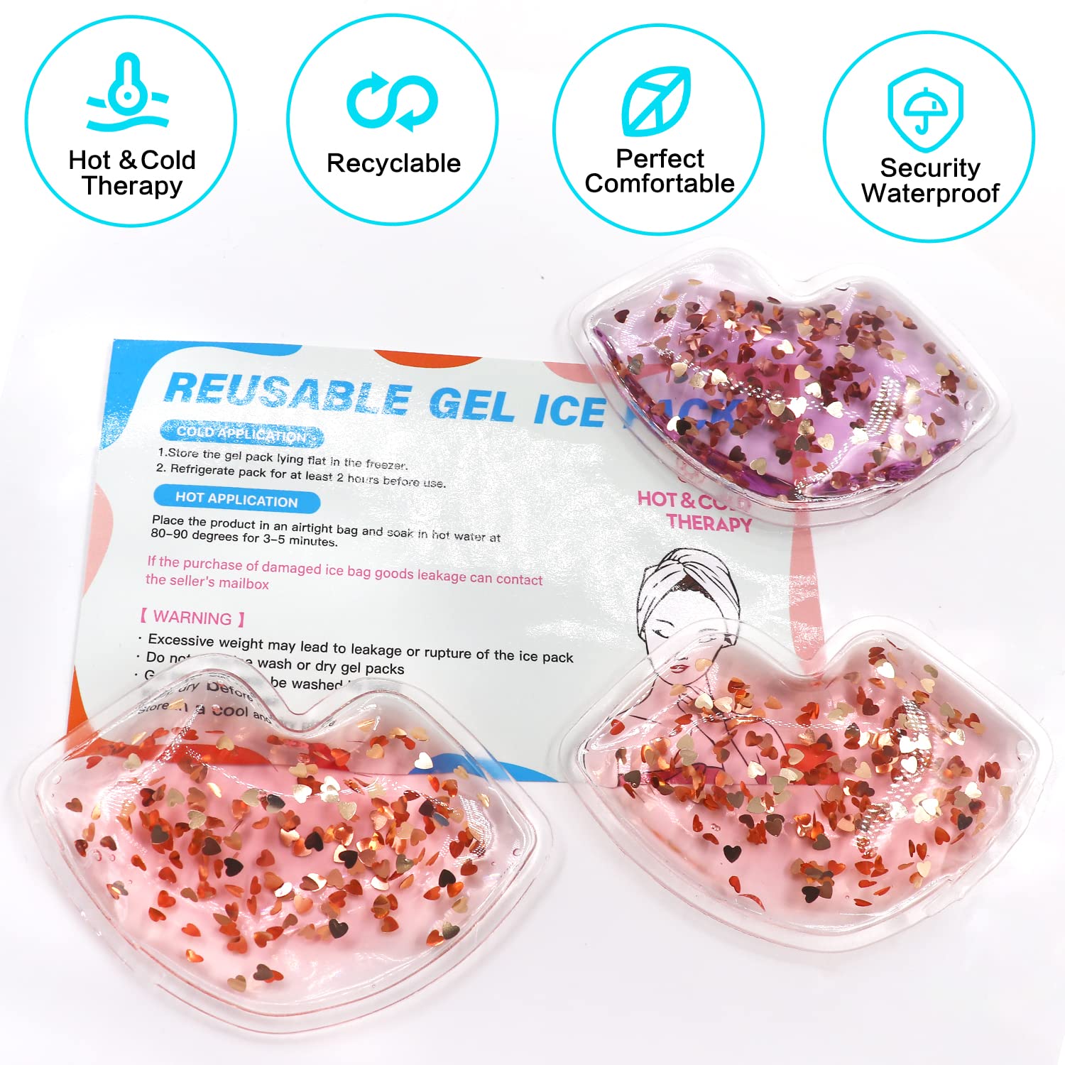 Lip ice Bag, Lip ice Pack, Lips Cold Compress, Lip pain relief ice pack, Reduce Lip Pain and Swelling, Lip care ice pack after surgery(3 Pcs)