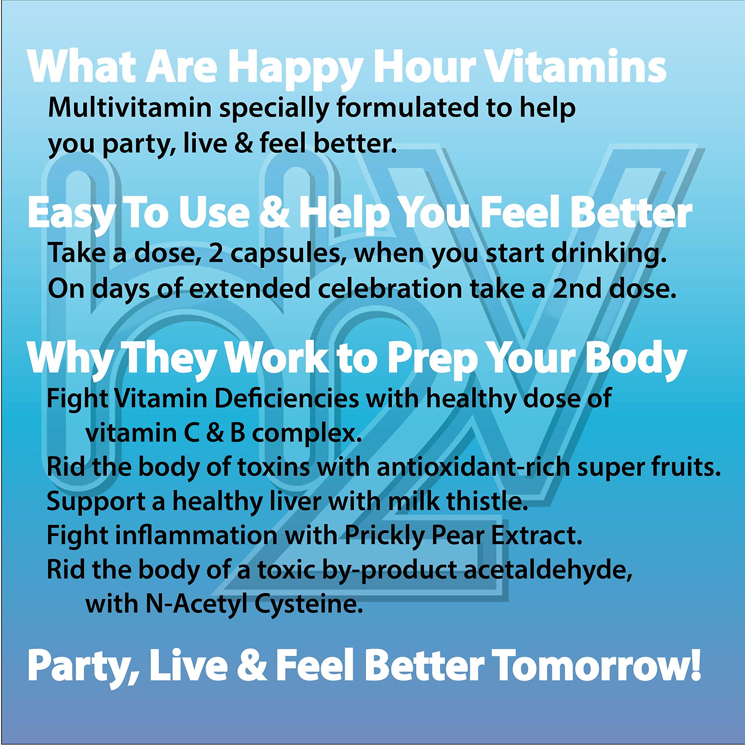 Happy Hour Vitamins Bottle - Multivitamin Formulated for Better Mornings – Live & Feel Better with Milk Thistle, Prickly Pear Cactus, B & C Vitamins, & More- 30 Servings
