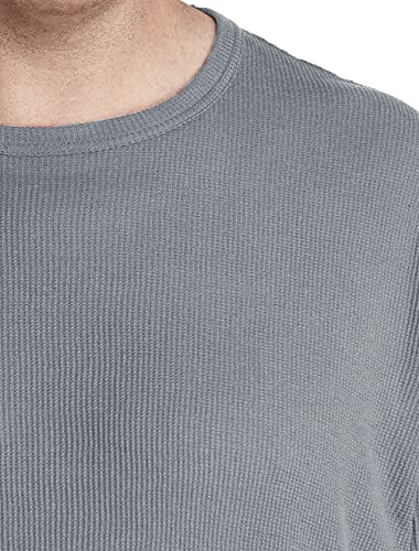 Harbor Bay by DXL Men's Big and Tall Long-Sleeve Waffle-Knit Crewneck Tee Grey 4XL
