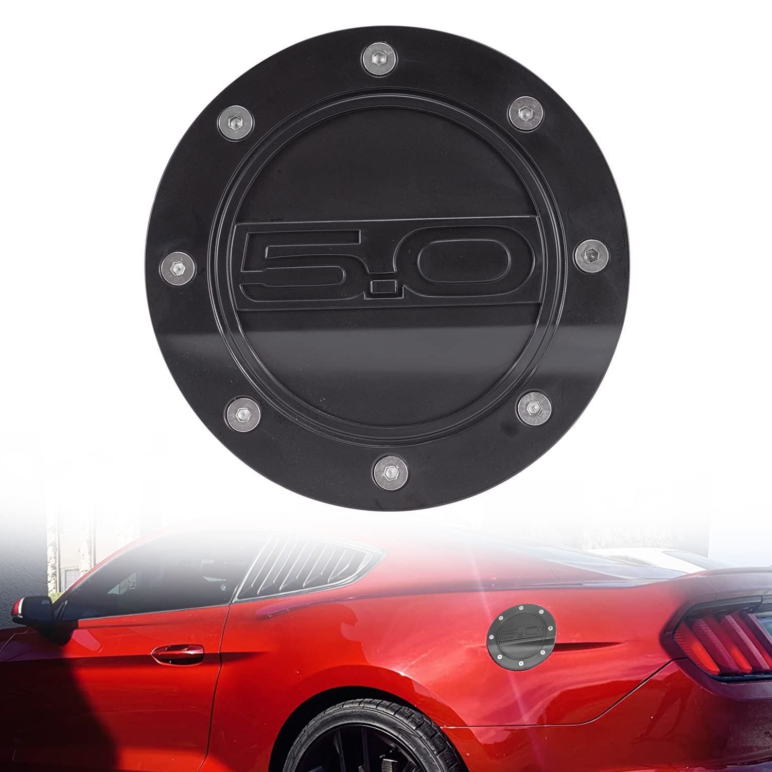 HAKA TOUGH Rear+Side Window Louvers for Ford Mustang 2015-2022, Side Windshield Rear Scoop Cover Sun Shade Mustang GT Accessories, Carbon Fiber Black 3PCS