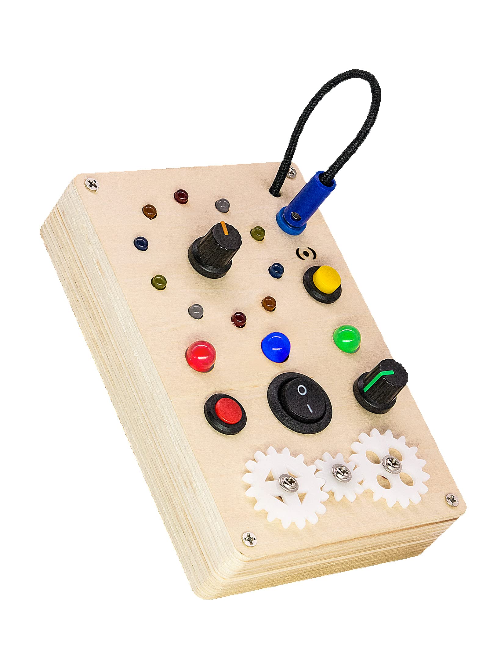 LED Light Busy Board for Baby Activity Button Switch Board Montessori Wooden Sensory Board Preschool Learning Toy