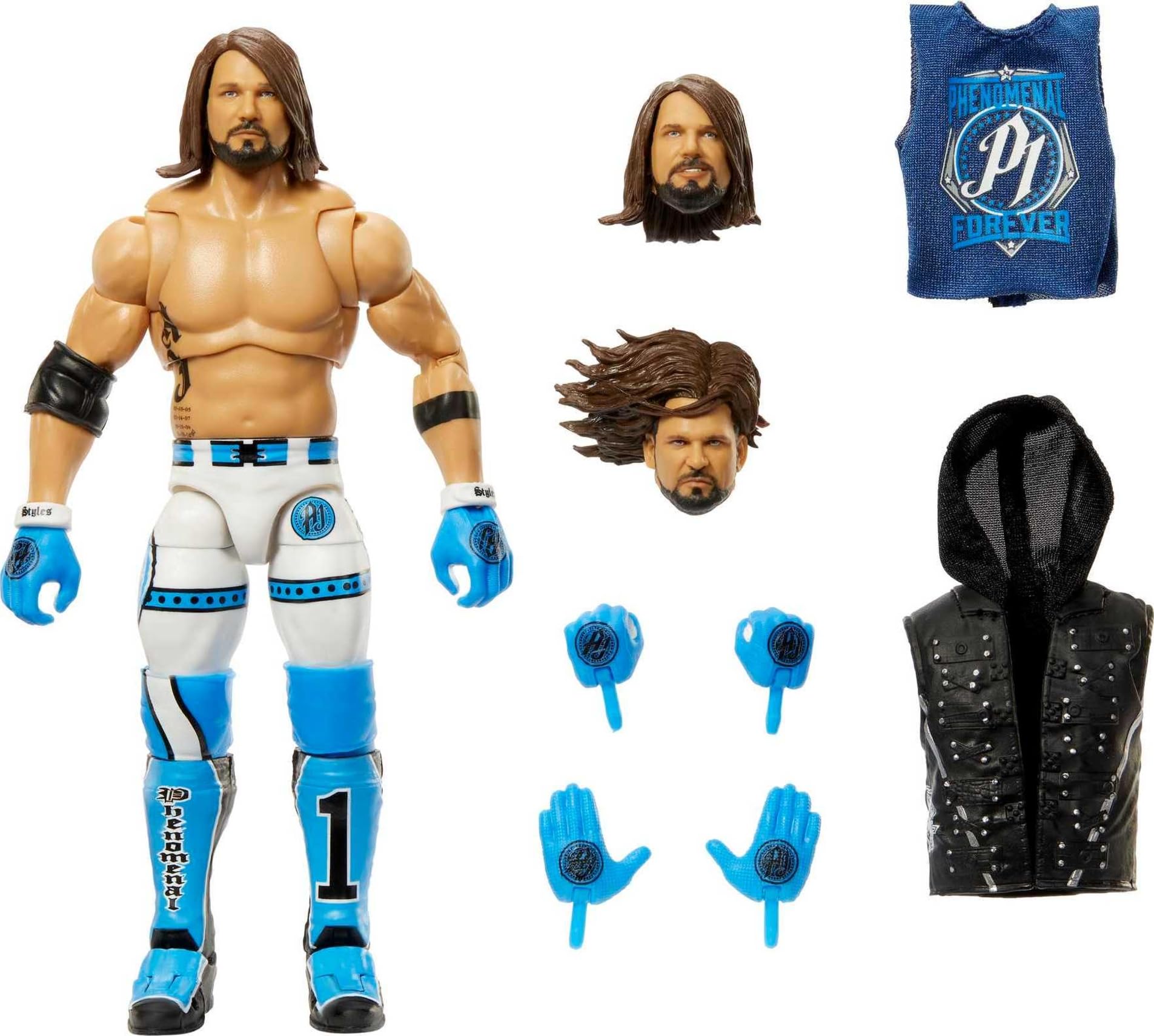 Mattel WWE AJ Styles Ultimate Edition Action Figure with Interchangeable Accessories, Articulation & Life-Like Detail, 6-inch