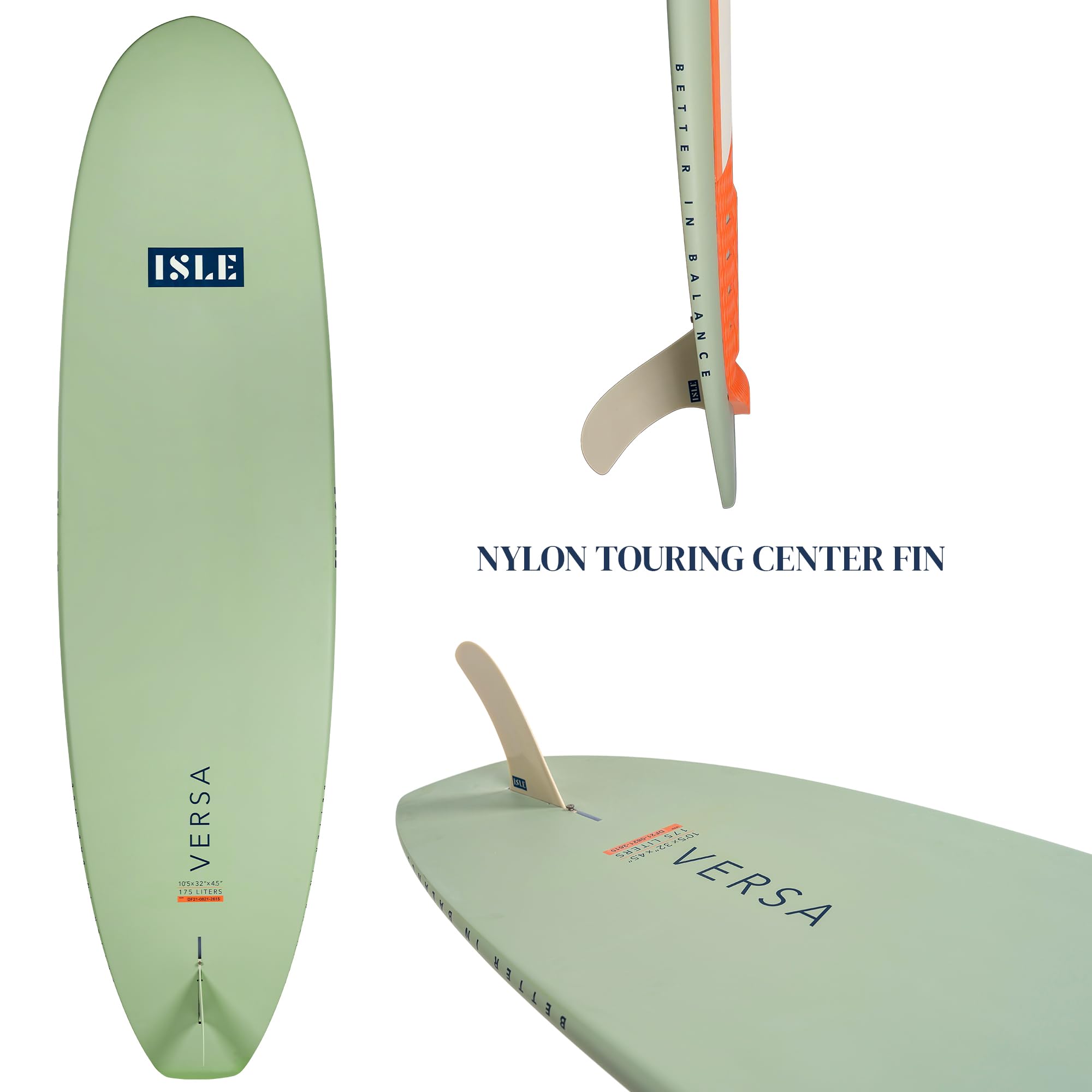 ISLE Versa Rigid Stand Up Paddle Board & SUP Bundle Accessory Pack — Hard Board Lightweight Epoxy SUP — 215 Pound Capacity, 11’2” Long x 33" Wide x 5 3/16” Thick (Seafoam/Peach)