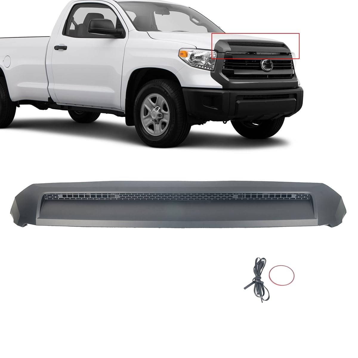KARPAL Front Upper Hood Scoop Molding Bulge Compatible with 2014-2021 Toyota Tundra 76180-0C030 Matte Black