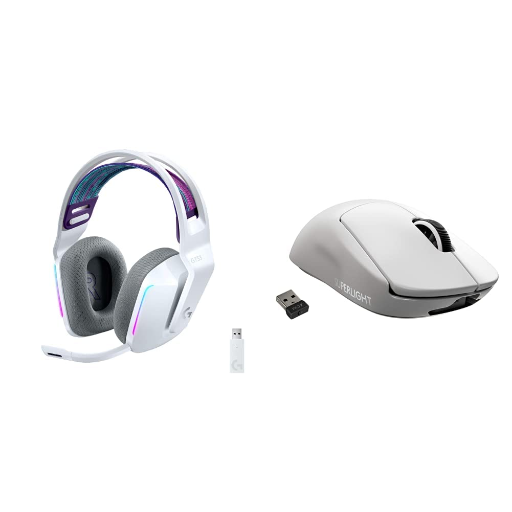 Logitech G733 Lightspeed Wireless Gaming Headset + Logitech G PRO X Superlight Wireless Gaming Mouse - White