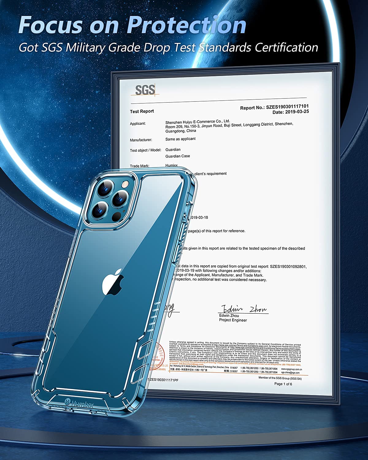 Humixx Steel Traveler Series for iPhone 12 Case, iPhone 12 Pro Case [Military Grade Drop Armor Material] Anti-Drop Protective Phone Case with Soft Bumper, Slim Crystal Clear Cover 6.1 Inch