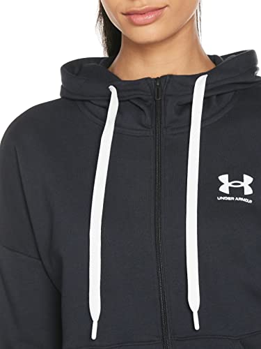 Under Armour Women's Rival Fleece Full Zip Hoodie , Black (001)/White , XX-Large