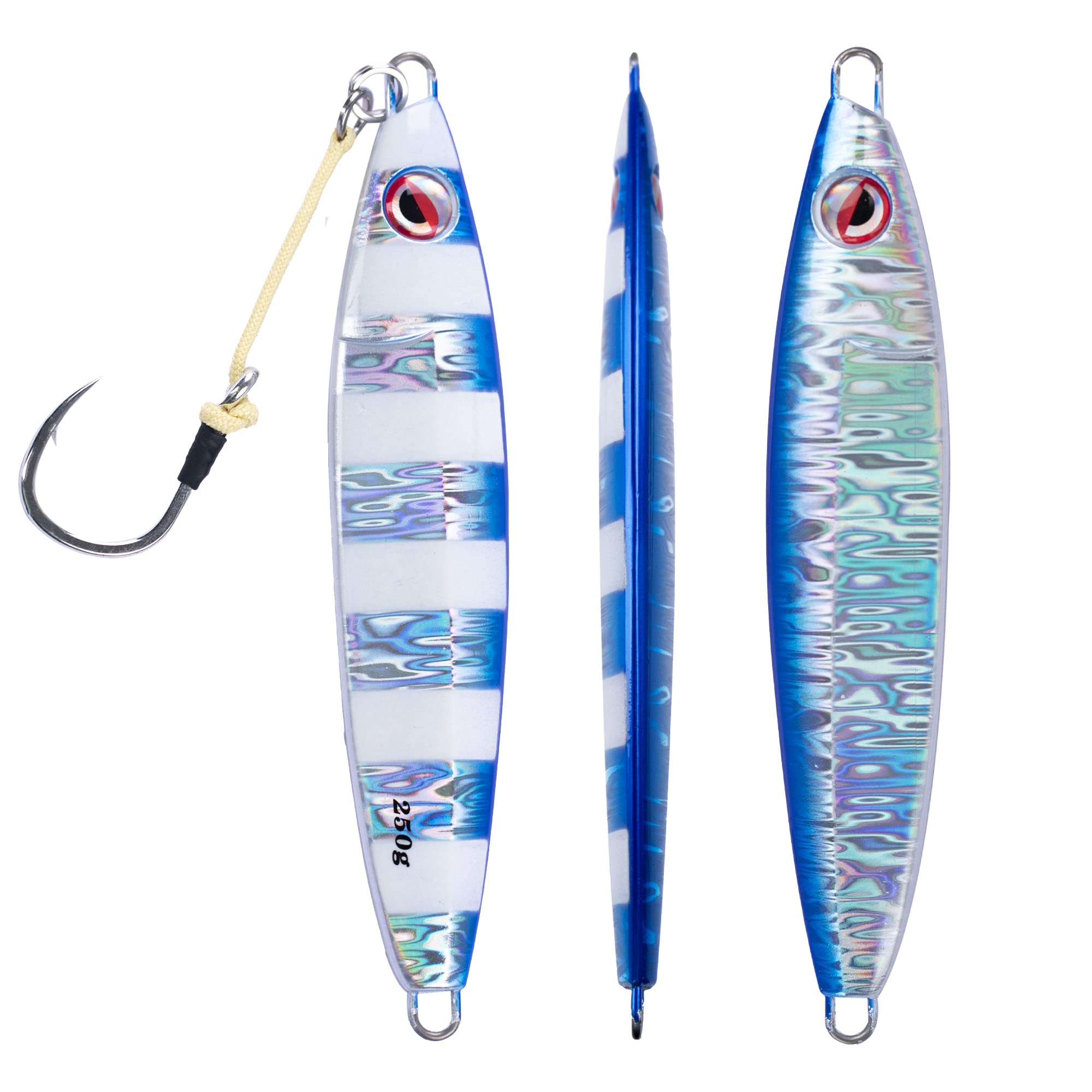 LITTMA Slow Pitch Jigs 150g 200g 250g Flat Fall Jig Slow Jigging Speed Jigging Metal Jigs with Assist Hooks Flatfall Jigs Color Glow