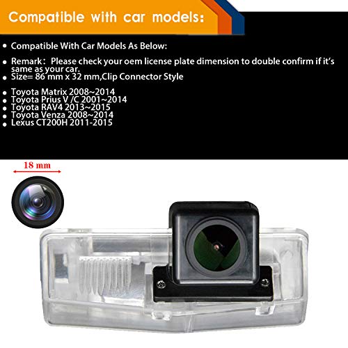 HD 1280x720p Reversing Camera Integrated in Number Plate Light License Rear View Backup Camera Waterproof Night Vision for Toyota RAV4/Venza/Matrix/Prius / CT200H 2013-2015