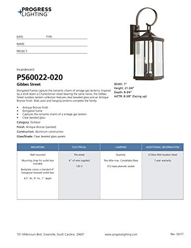 Gibbes Street Collection 2-Light Clear Beveled Glass New Traditional Outdoor Medium Wall Lantern Light Antique Bronze