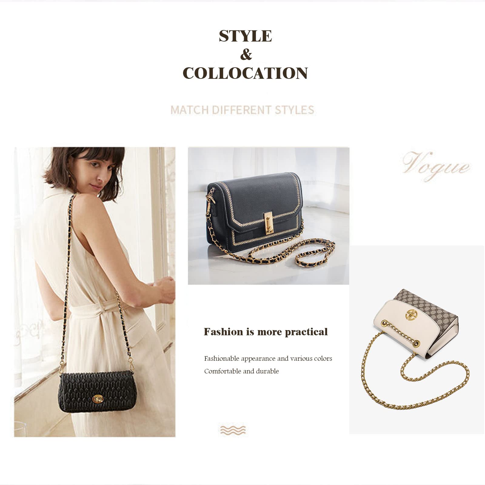 Maikaisen Wallet Strap - Microfiber Leather - Interchangeable Small Shoulder Crossbody Bag, 47.2" Long Black (Gold)