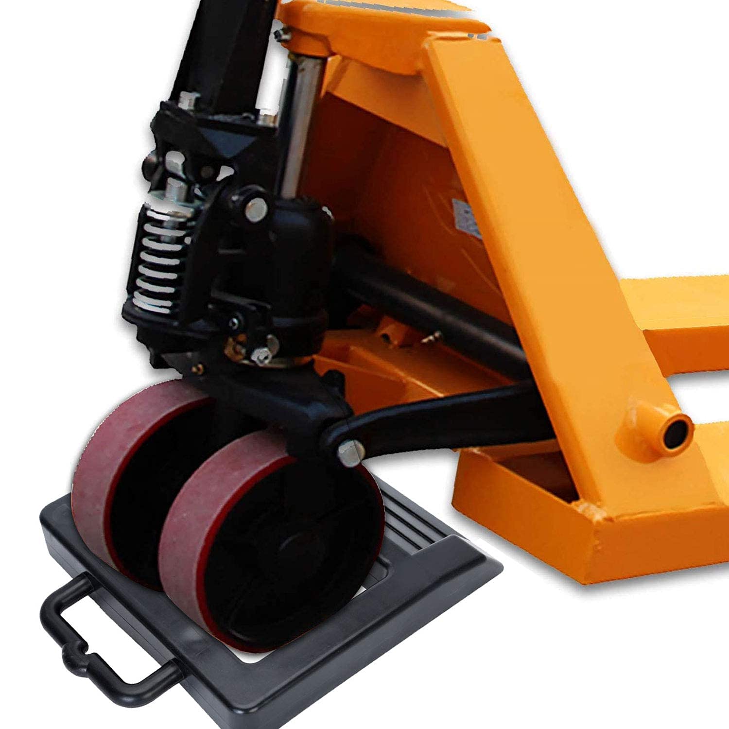 Homeon Wheels Pallet Jack Stopper Truck Chock Heavy Duty Pallet Jack Chock 14.2" Length x 11.6" Width x 2" Height 2 Pack (Black) and One T Level
