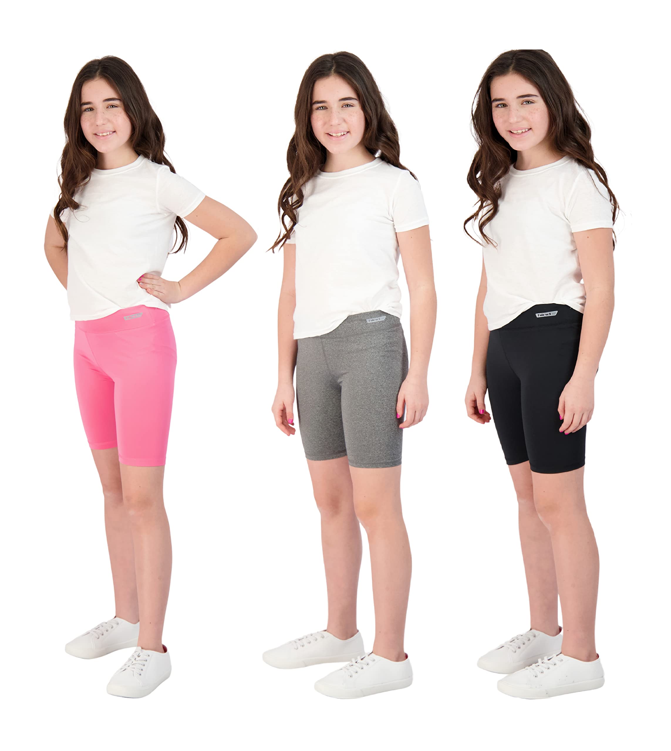 Hind 3-Pack Girls Athletic Shorts, Bike Shorts, Workout Clothes for Girls