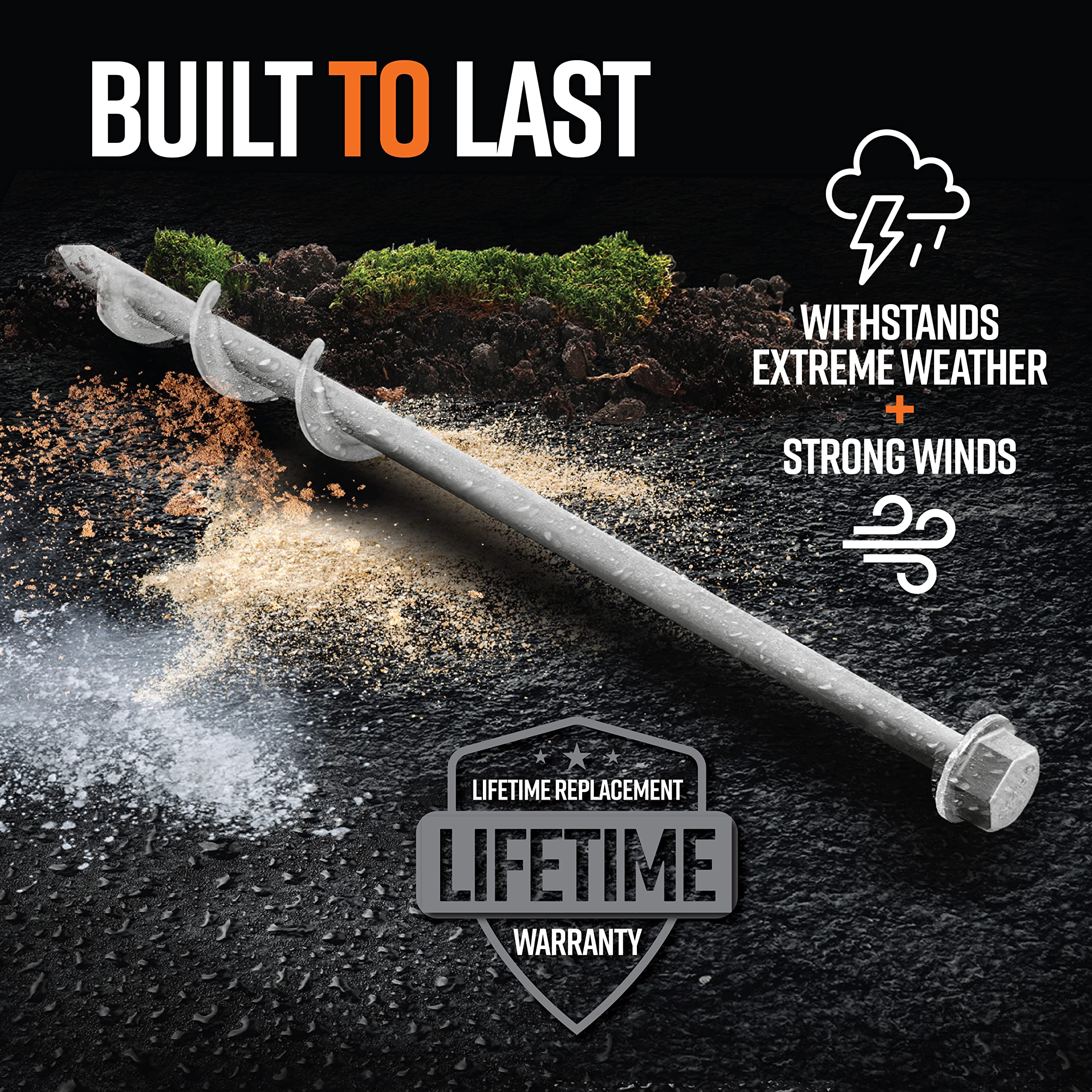 GROUNDGRABBA Screw in Tent Stake and Hexhooks for Normal to Hard Ground | Premium Drill Driven Ground Anchor Earth Screws | 4X GroundGrabba Pro Stakes and 4X GroundGrabba HexHook Pro