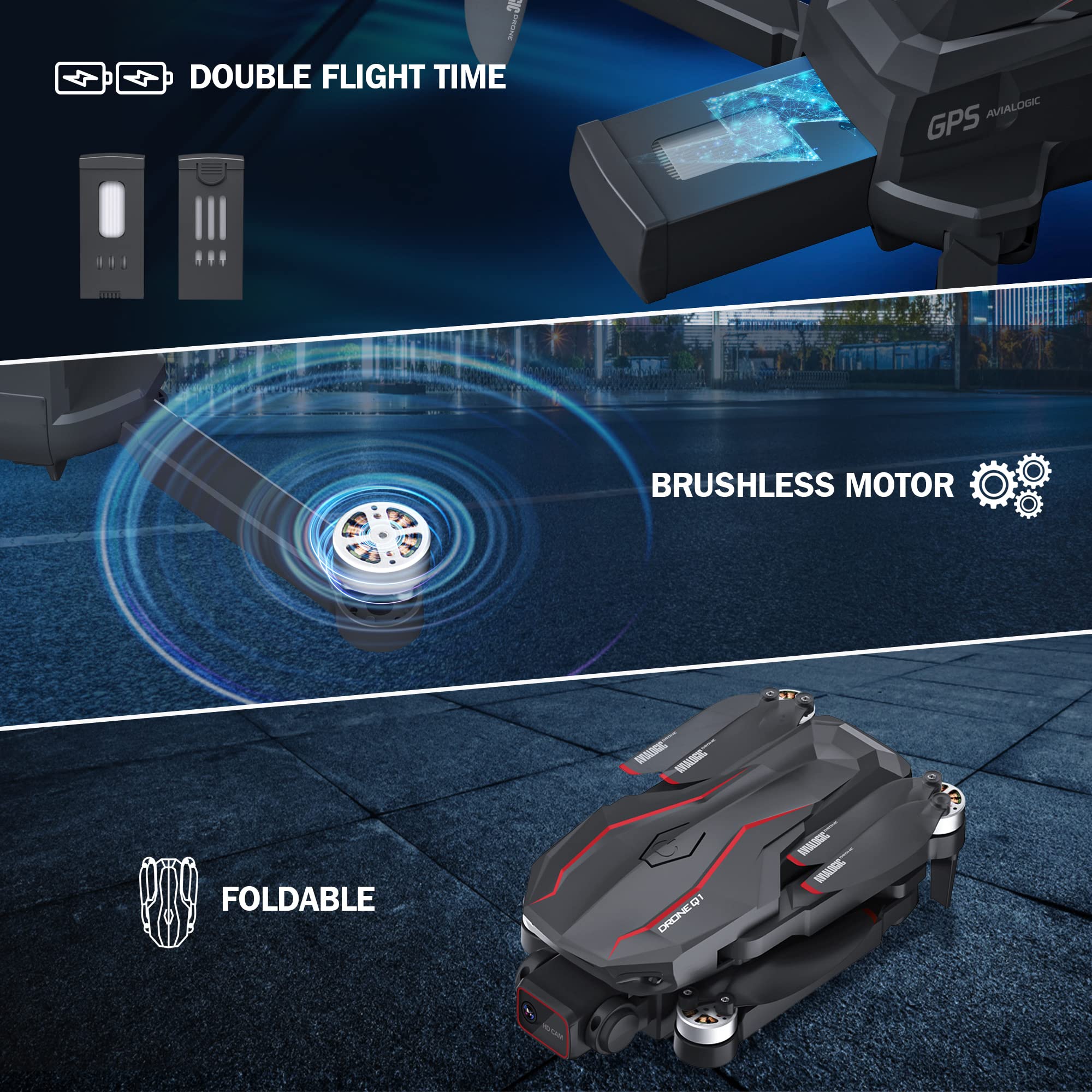 GPS Drones with FPV Camera for Adults 4K FPV,Foldable Video Drone with GPS Return,Follow Me,Brushless Motor,Altitude Hold and 55 Mins Long Flight Time, GPS RC Quadcopter for Beginners