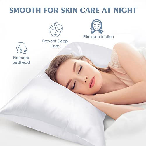 Silk Satin Body Pillow Pillowcase, Silky 20''x54'' Body Long Pillow case for Pregnant Women and Family, Hidden Zipper Closure, White, 1 Pack