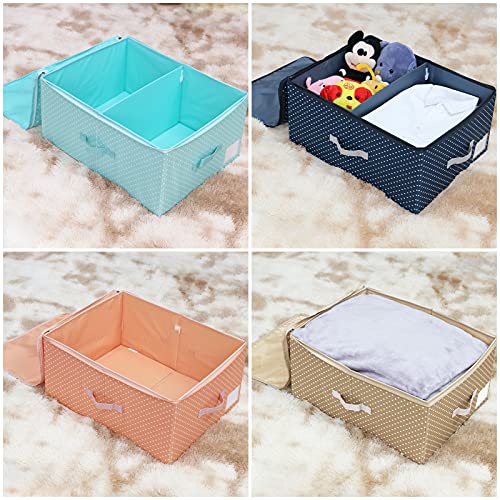 iwill CREATE PRO Big Size Wardrobe Closet Storage Organization Basket with Lid, Washable Hign Density Nylon Fabric, Adjustable Compartment Dividers, Pink