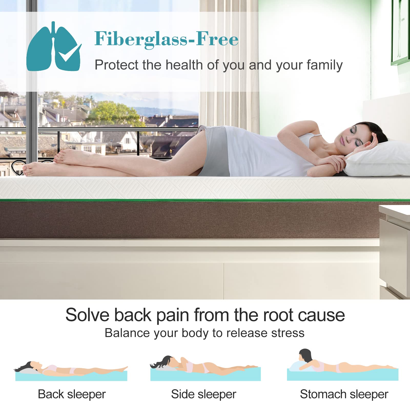 IYEE NATURE Full Size Mattress, 12 Inch Cooling-Gel Memory Foam Mattress Bed in a Box, Supportive & Pressure Relief with Soft Fabric Cover, Medium Firm Feel,Black