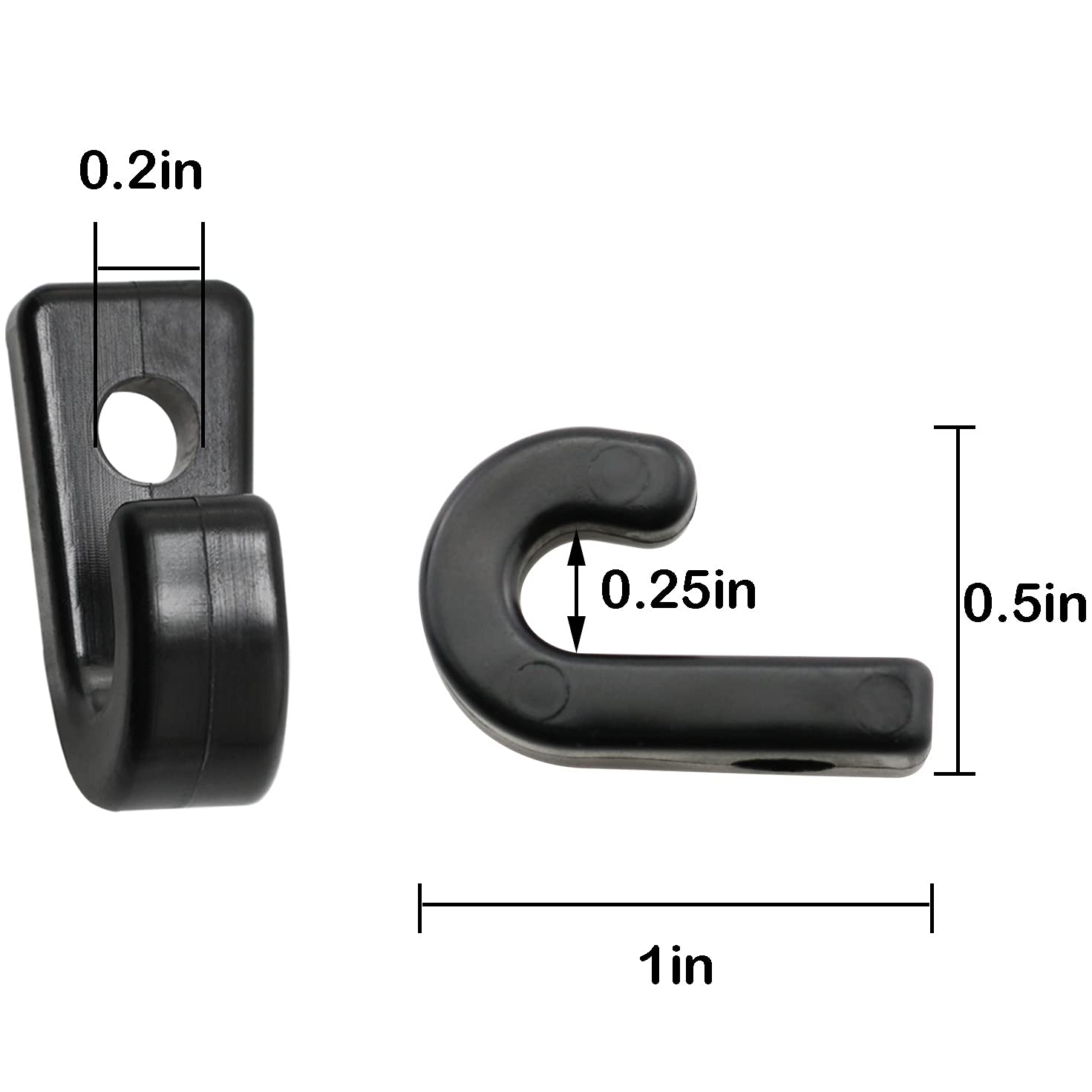 JJHXSM 16pcs J Shape Down Hooks Nylon J-Hooks Lashing Hooks for Kayak Bungee Cord Canoes Boats, Black