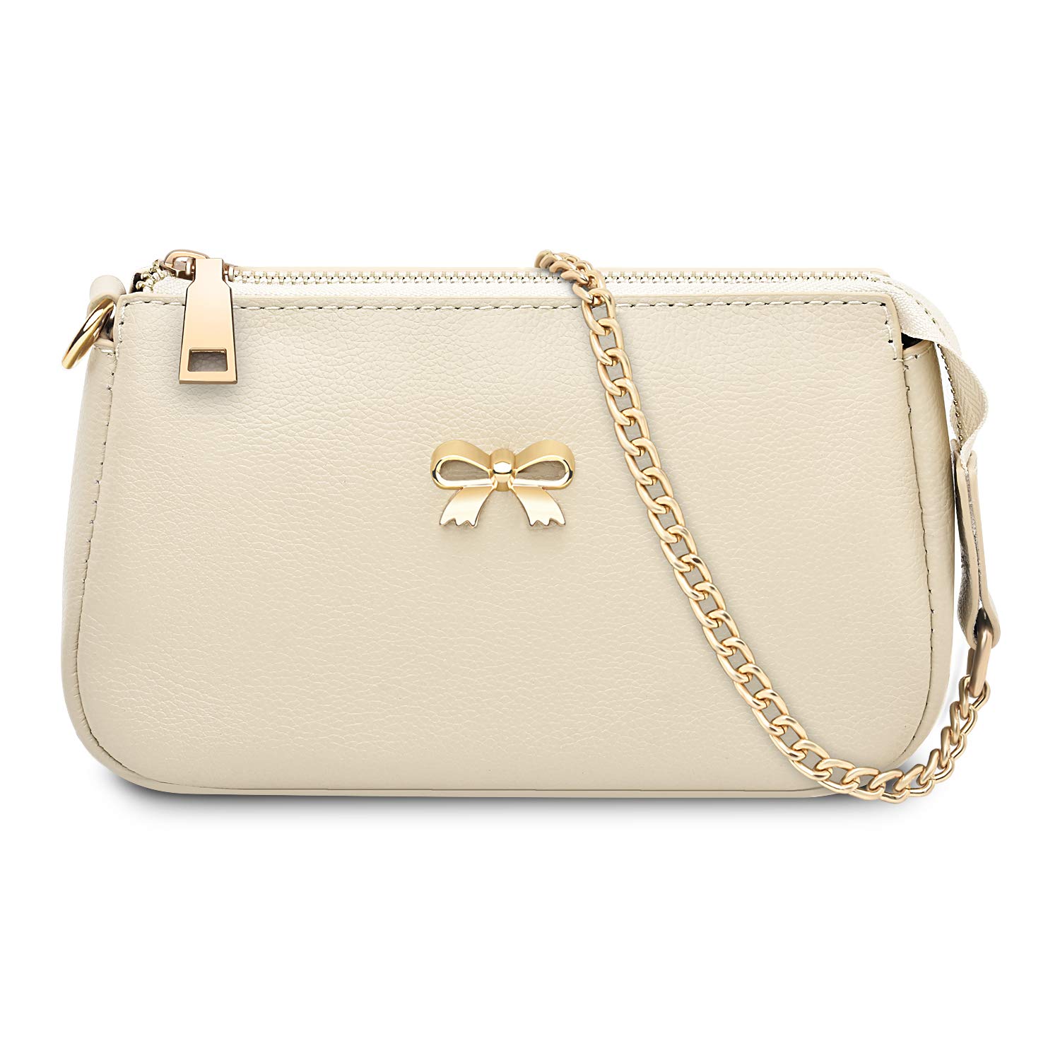 Genuine Leather Clutch Purses For Women Evening Bags With Chain Wedding Party Clutch Handbags - White