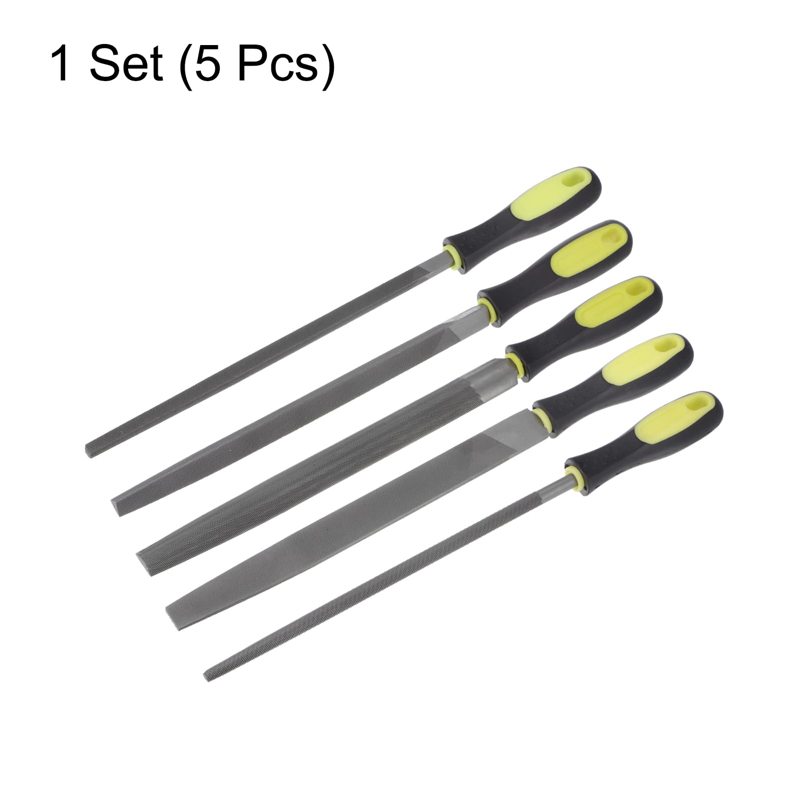 HARFINGTON Metal File Set 10" High Carbon Hardened Steel Cut Hand Rasp with Plastic Handle for Deburring and Removing Material (Round, Half-Round, Triangular, Flat, Square)